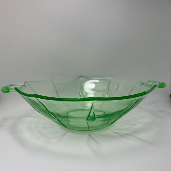 Antique | Accents | Antique Uranium Green Glow Depression Glass Bowl ...